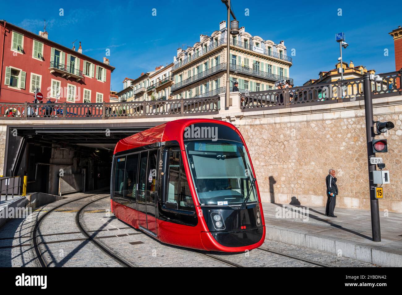 Nice, France: Tram at the Port Lympia terminus at the harbour in Nice ...