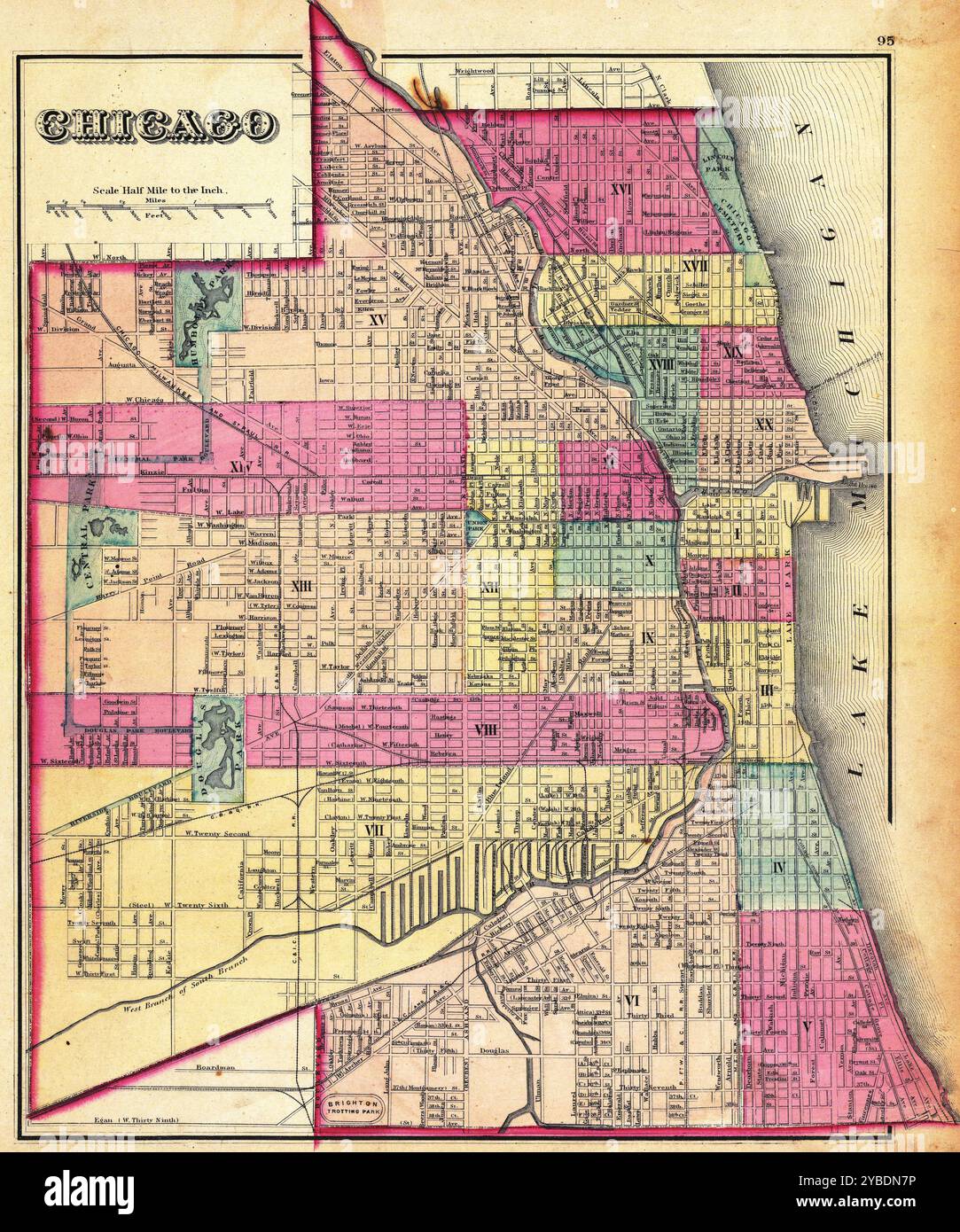 Vintage Detailed Chicago City Map Printable Download Travel Poster ...
