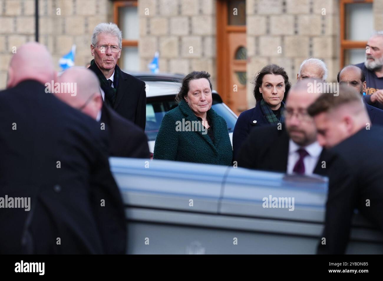 The coffin of former first minister of Scotland Alex Salmond is taken ...