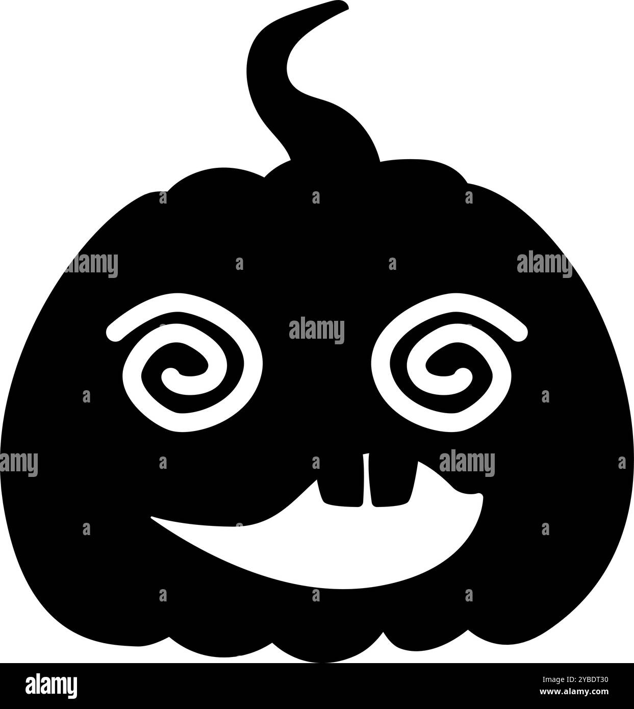 Jack-o-lantern pumpkin hypnotized face expression silhouette. Halloween ...