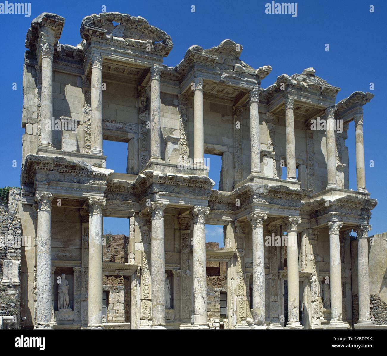 Facade of Celsus Library, Ephesus, Near Selcuk, Turkey, 1999. Built in ...