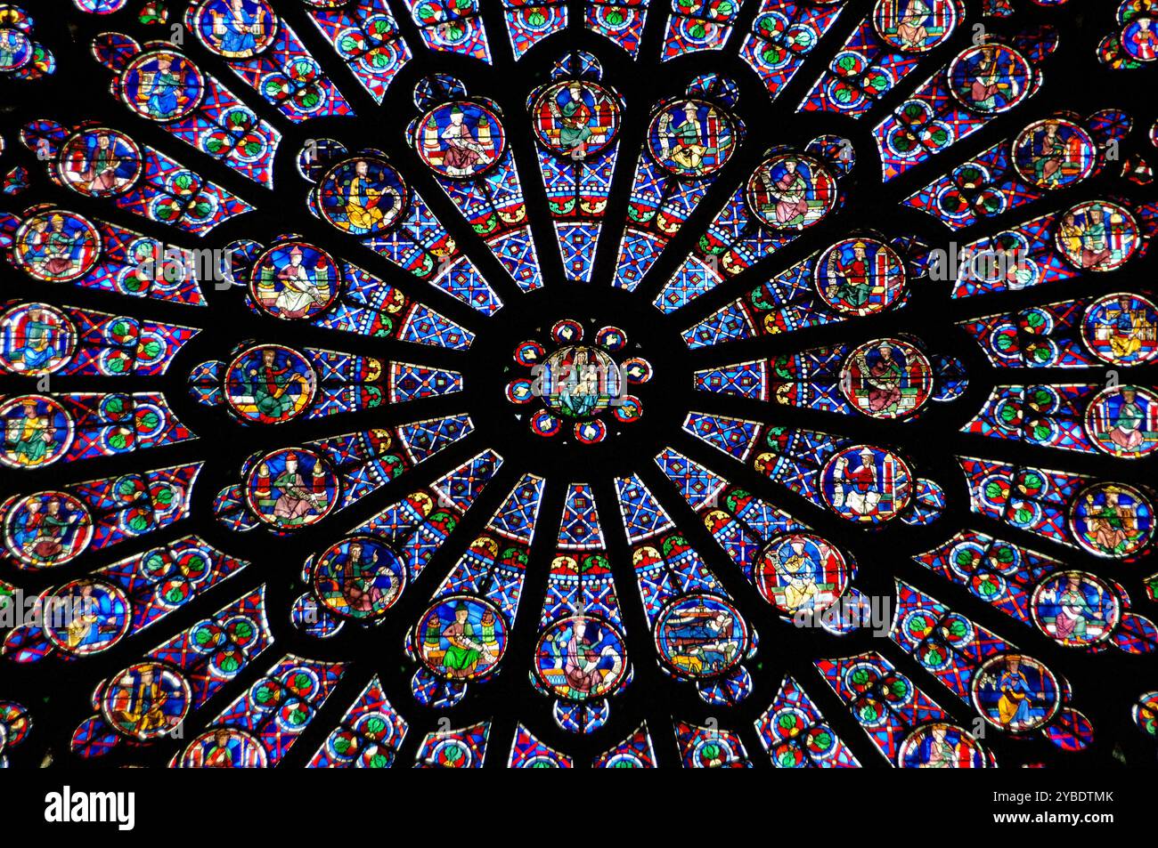 Rose window, Notre Dame, Paris, France, 2008. Circular stained glass ...
