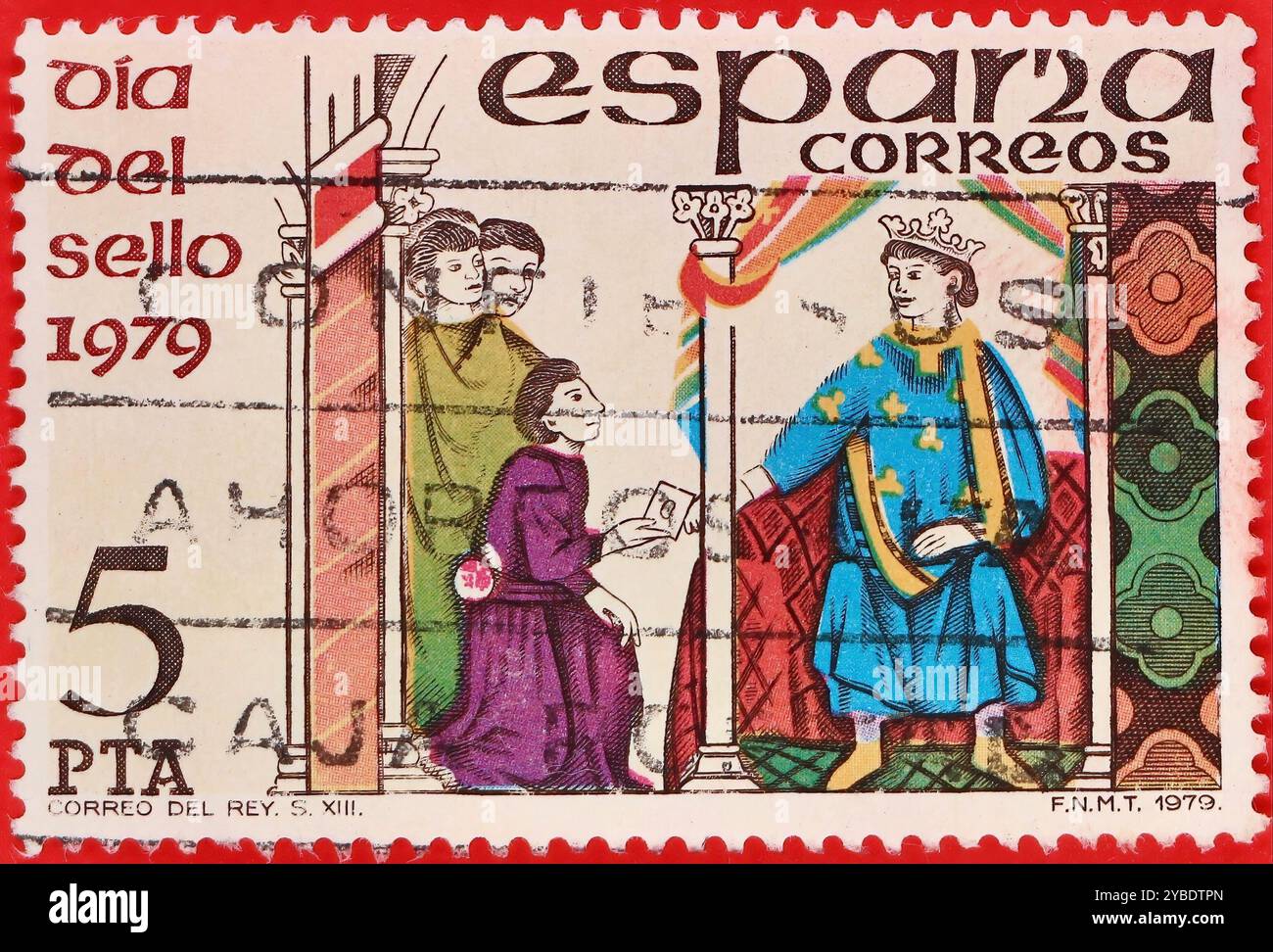 Photo of a 5 Spanish pesetas postage stamp for World Stamp Day 1979 ...