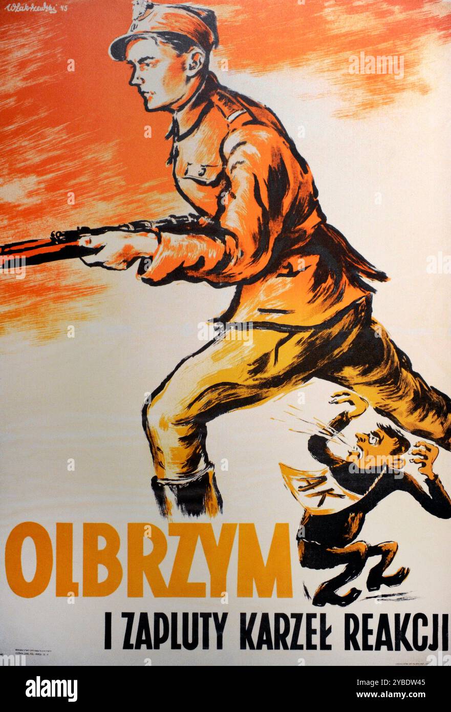 Polish communist propaganda poster showing soldier of communist Armia ...
