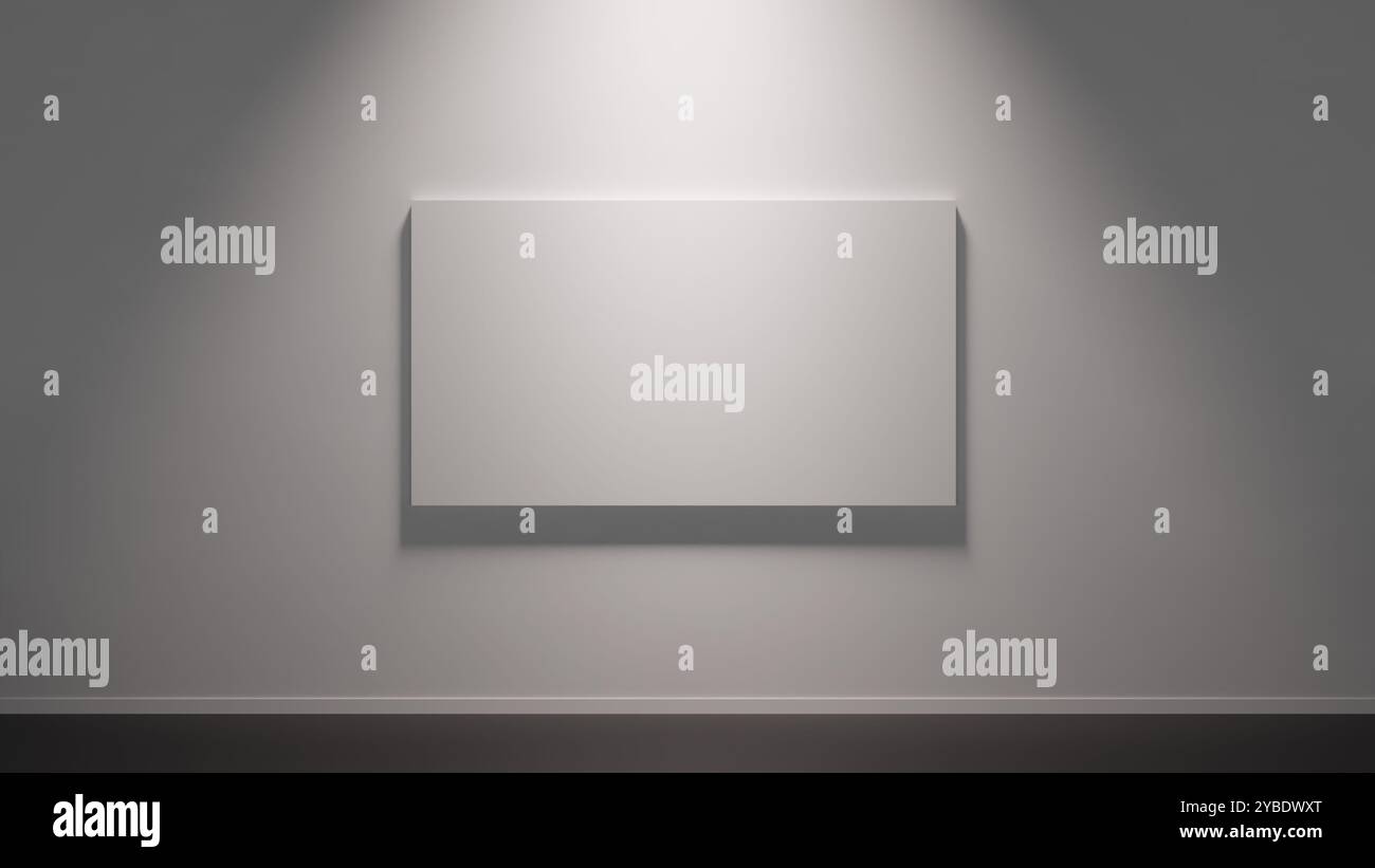 Blank canvas in a minimalist art gallery. A blank canvas ready to be ...
