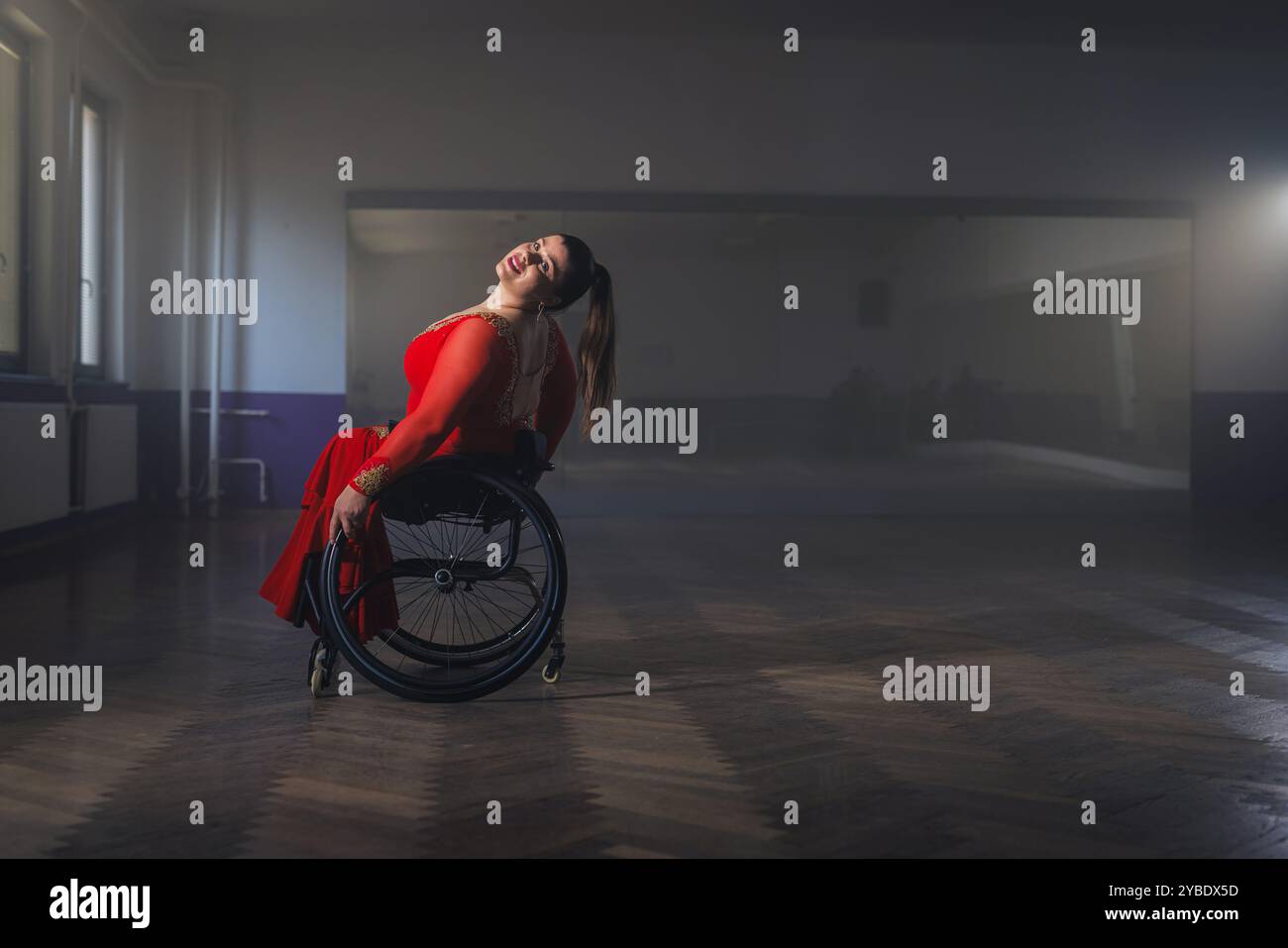 Wheelchair dancing competition training, an active dedicated young ...
