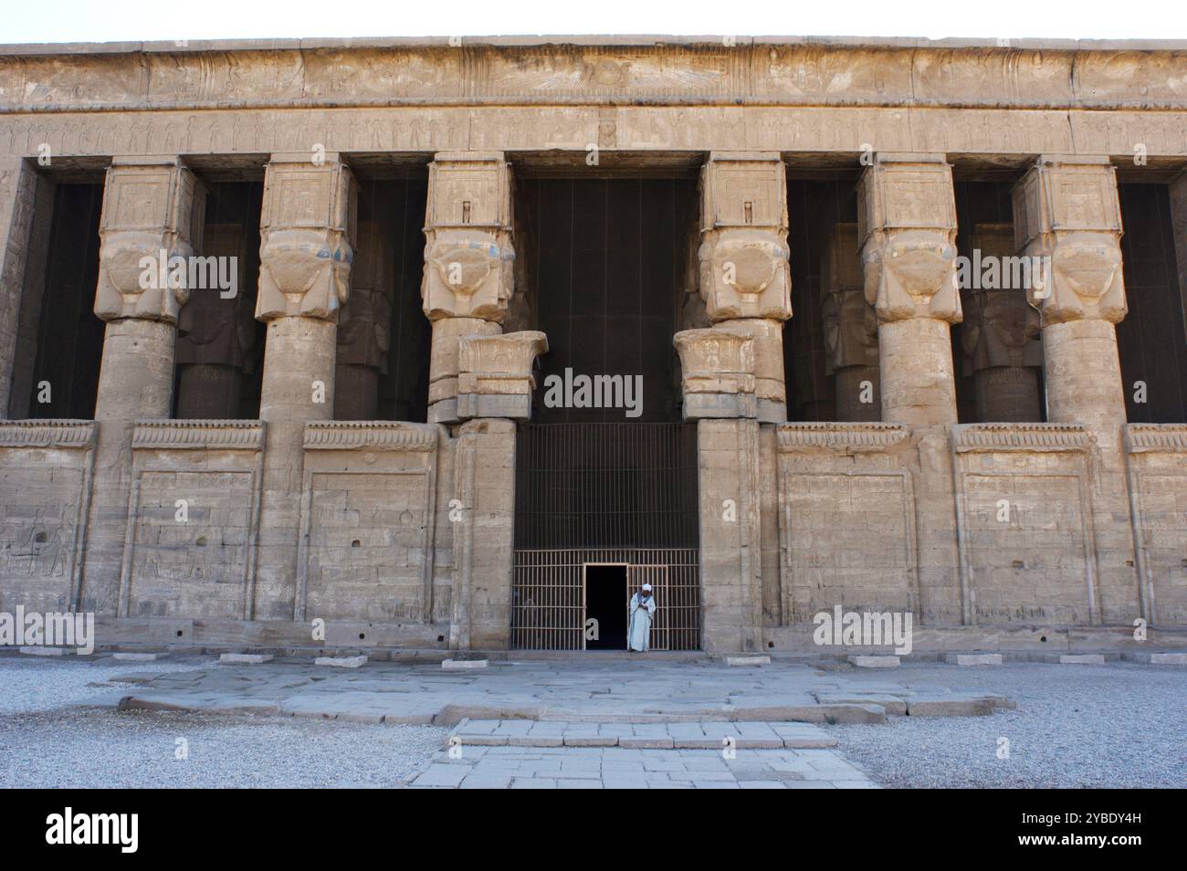 Hathor Temple, Dendera, Egypt, 2003. Facade formed of six columns with ...