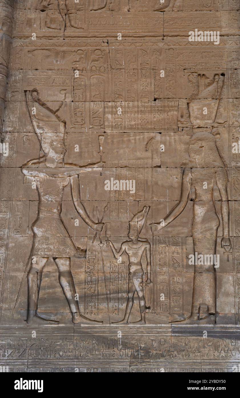 Hathor Temple, Dendera, Egypt. Relief depicting Cleopatra VII, Julius ...