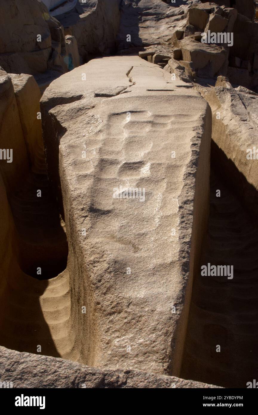 Unfinished obelisk in a granite quarry, Aswan, Egypt, 2021. The ...
