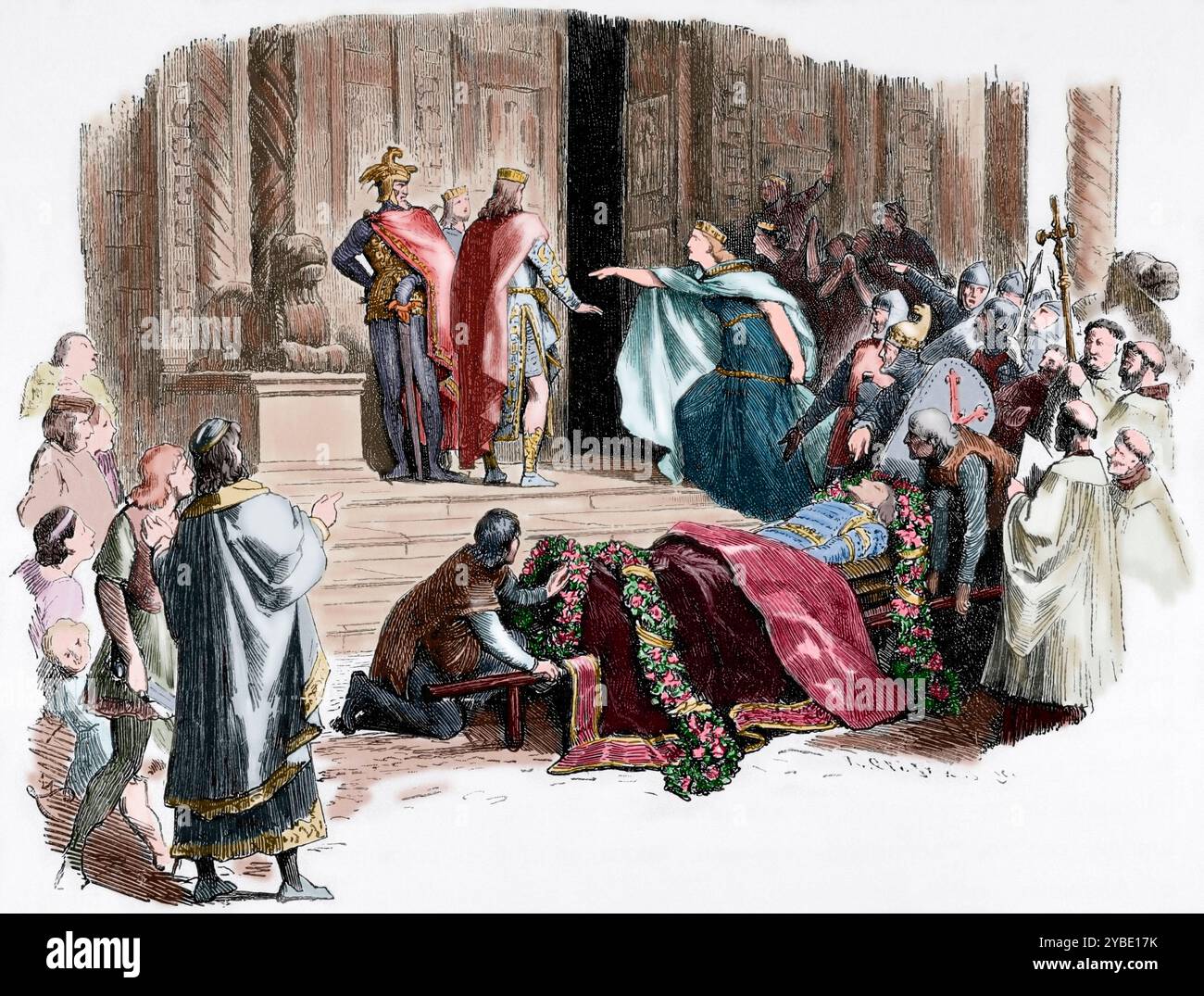 Kriemhild requiring the proof of the coffin, Nibelungenlied, 1882 ...