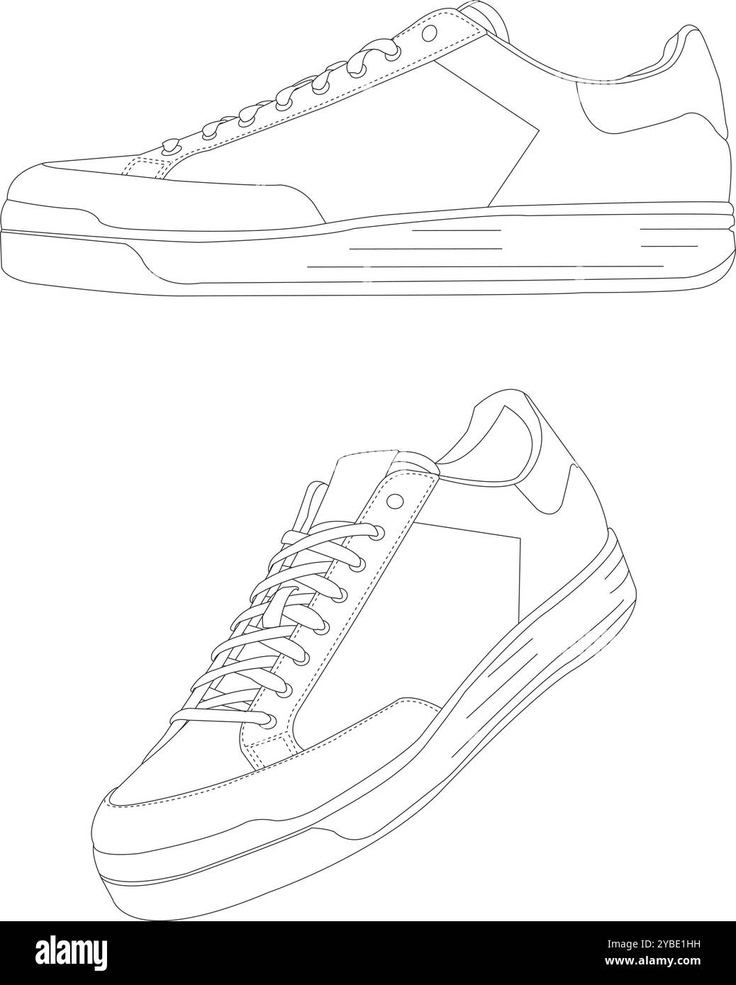 Shoes sneaker outline drawing vector, Sneakers drawn in a sketch style ...