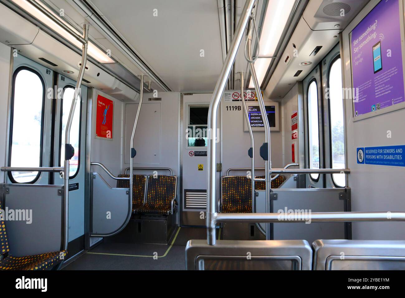 Los Angeles, California: inside view of Los Angeles Metro Rail A Line ...