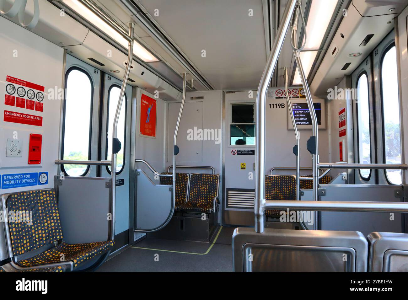 Los Angeles, California: inside view of Los Angeles Metro Rail A Line ...