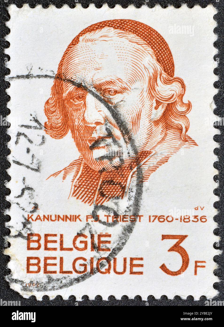 Cancelled postage stamp printed by Belgium, that shows portrait of ...