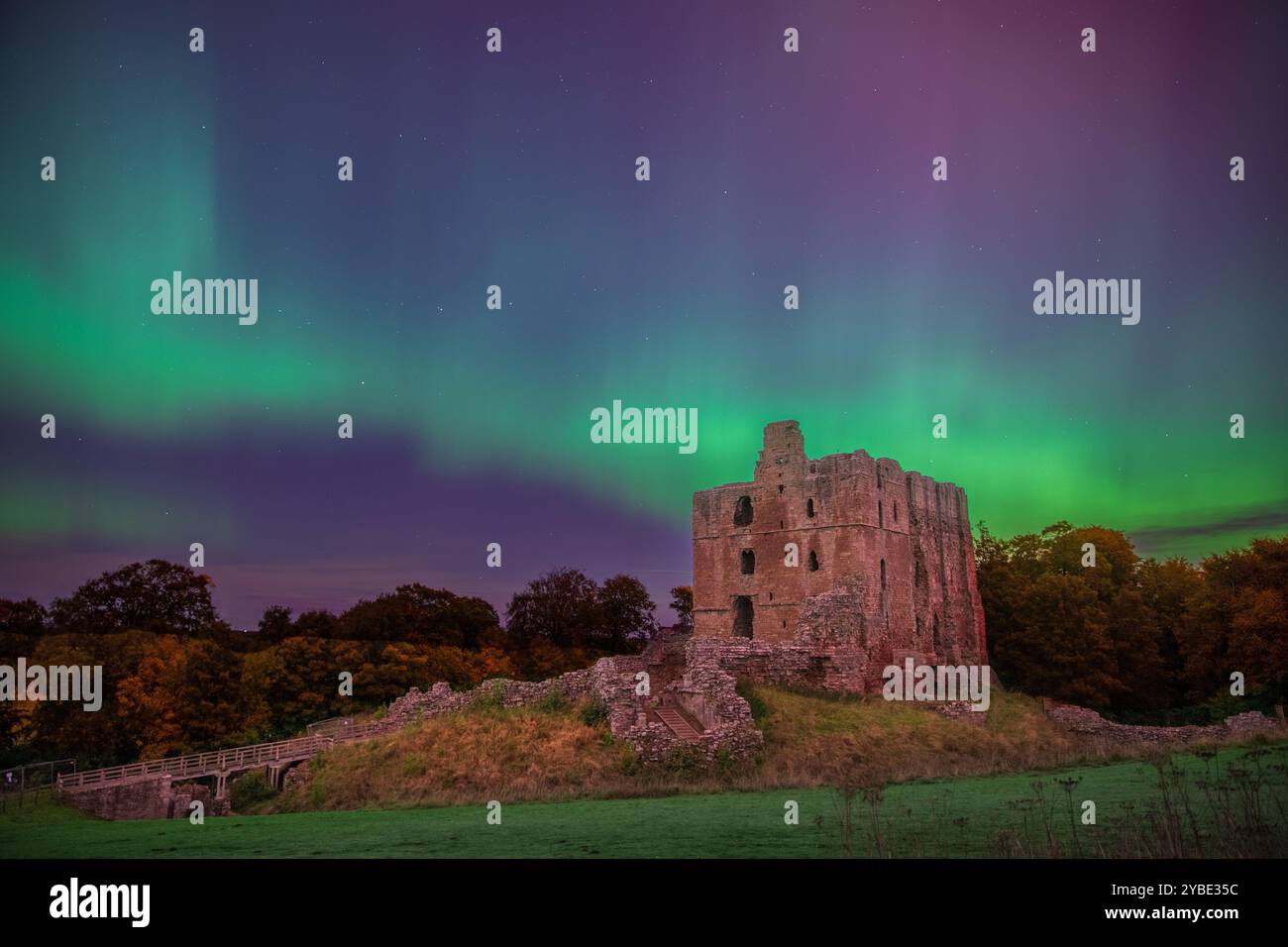 The Northern Lights over Norham Castle, Northumberland, England, UK ...
