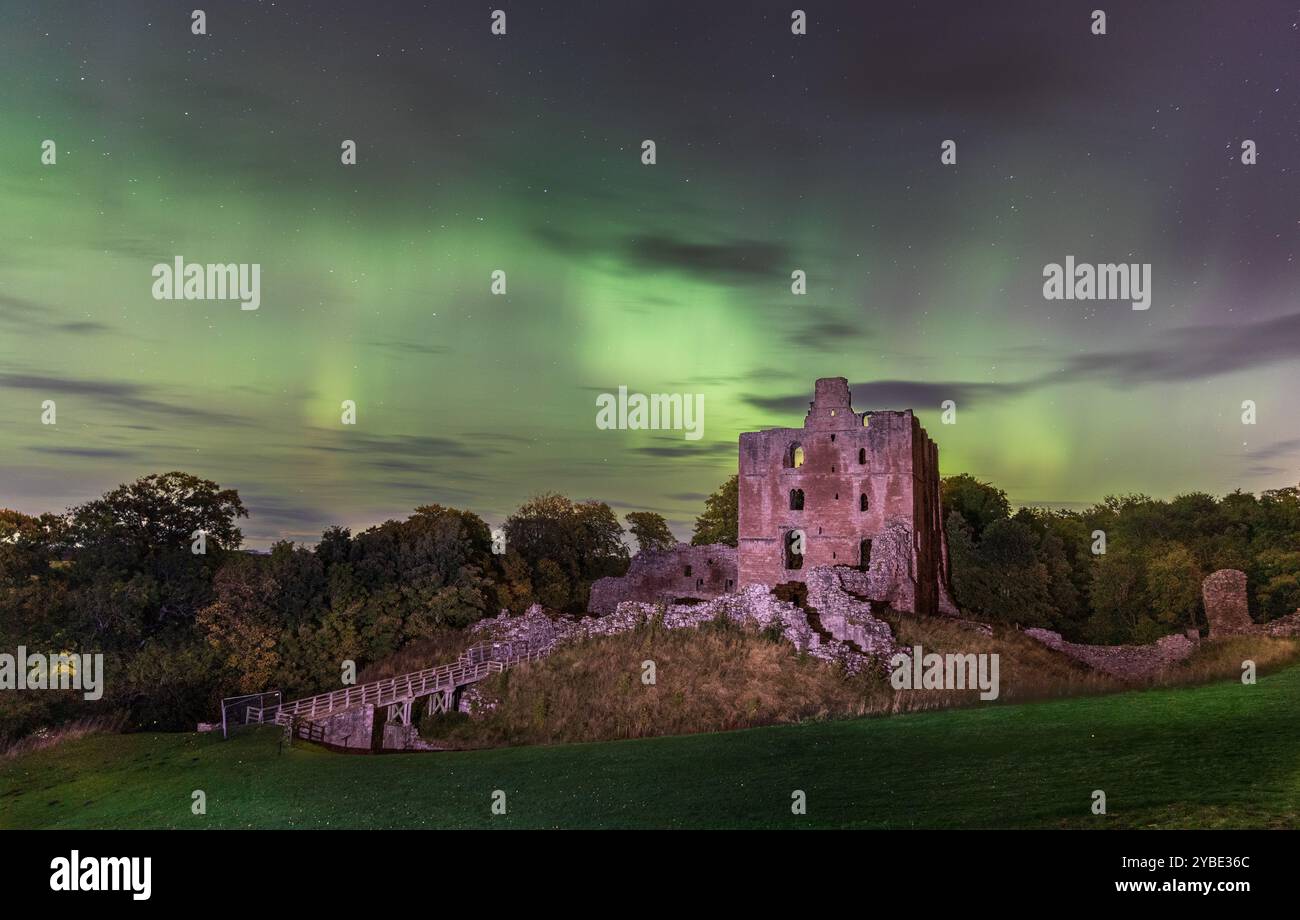 The Northern Lights over Norham Castle, Northumberland, England, UK ...