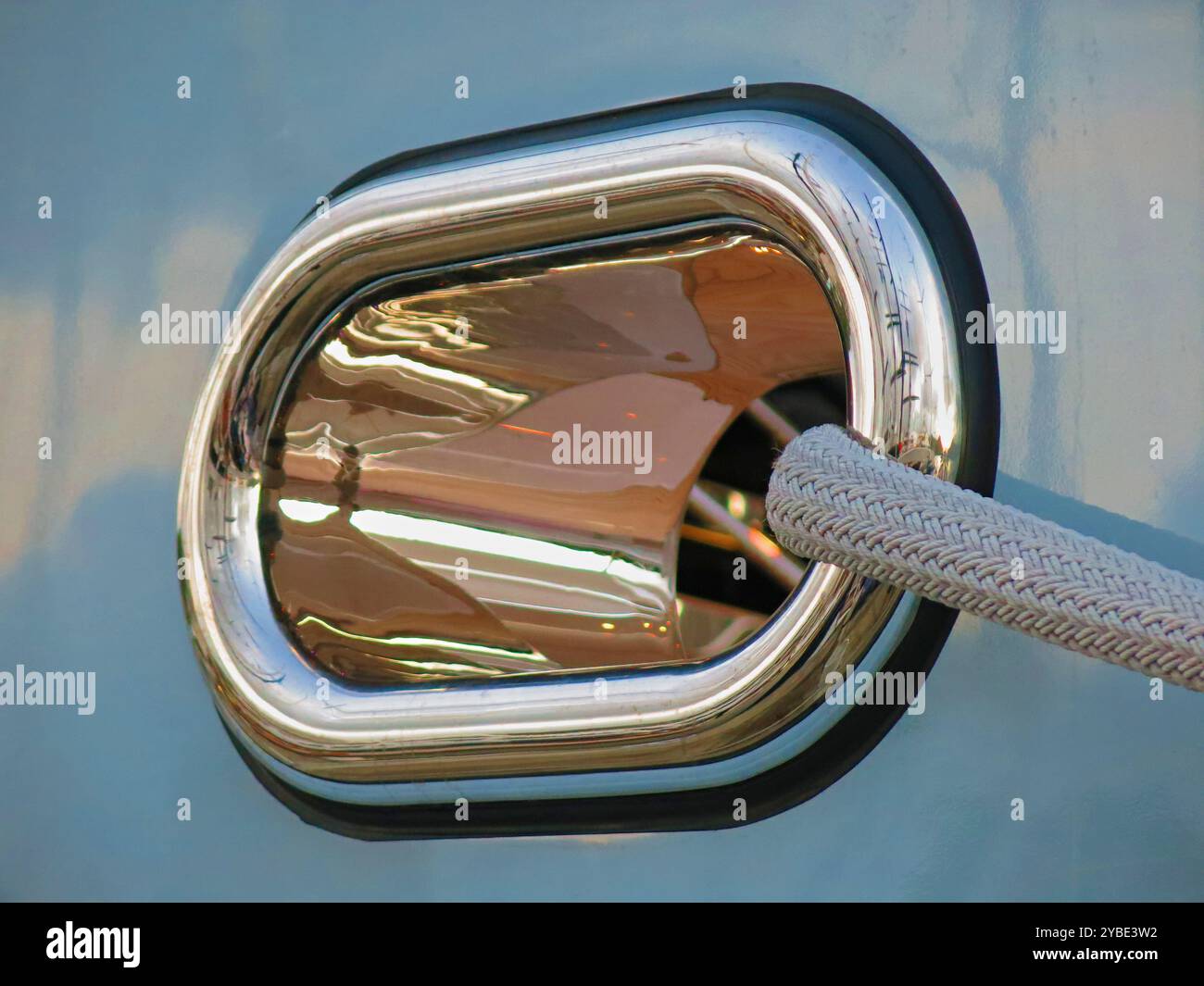 Superyacht fairlead with tight mooring rope Stock Photo - Alamy