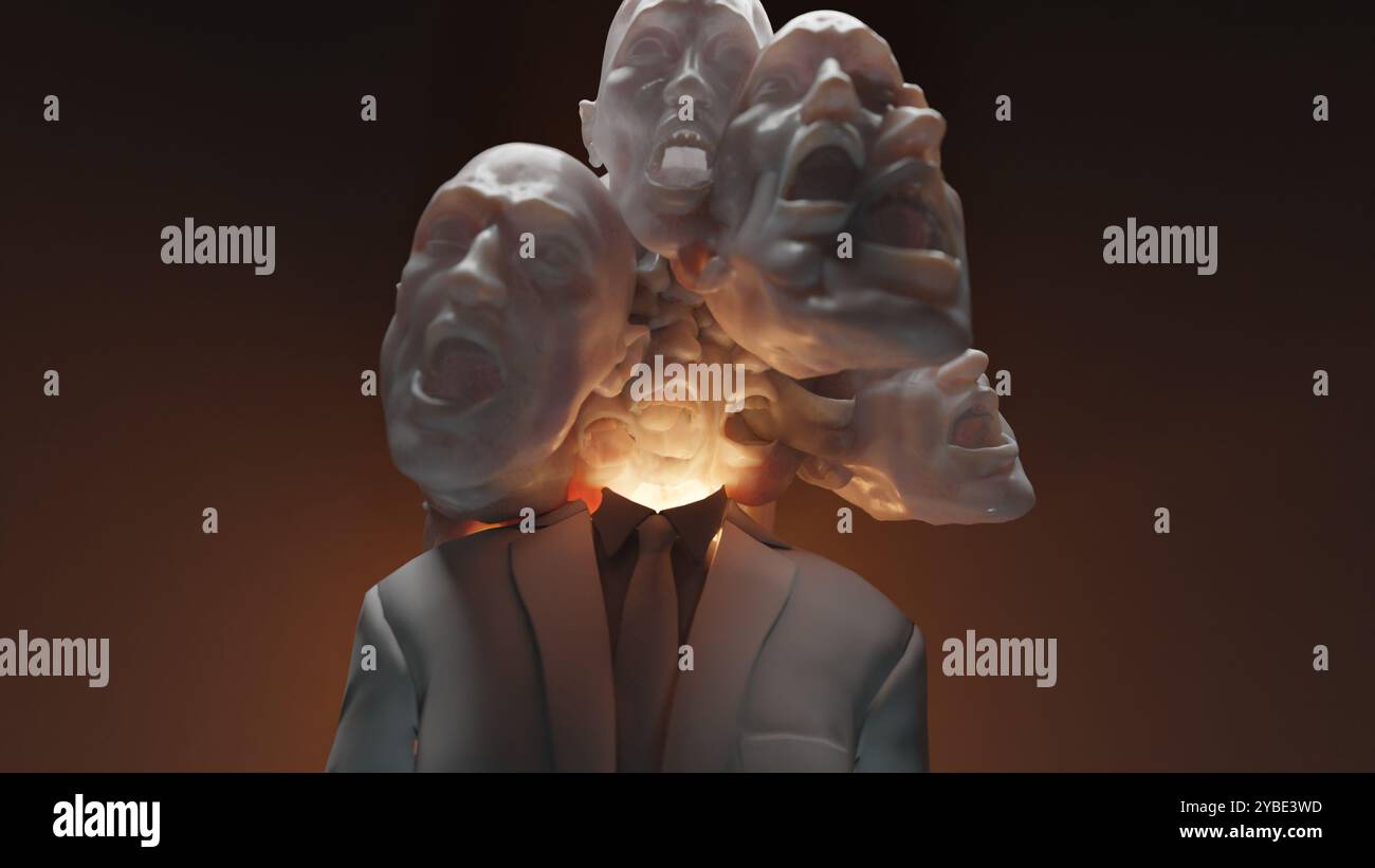 personality stratification, irritation and obsessive emotions, 3d ...