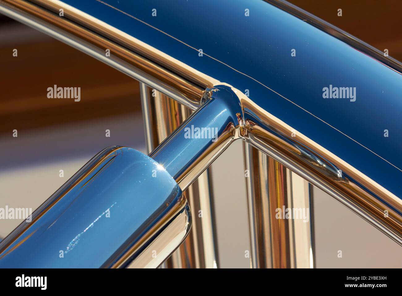Polished stainless steel railings on a superyacht Stock Photo - Alamy