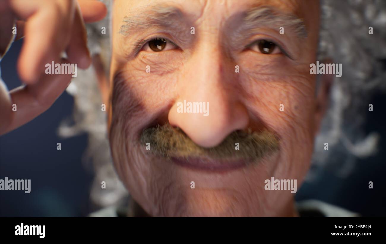 Use your mind. Albert Einstein makes a gesture touching his forehead ...