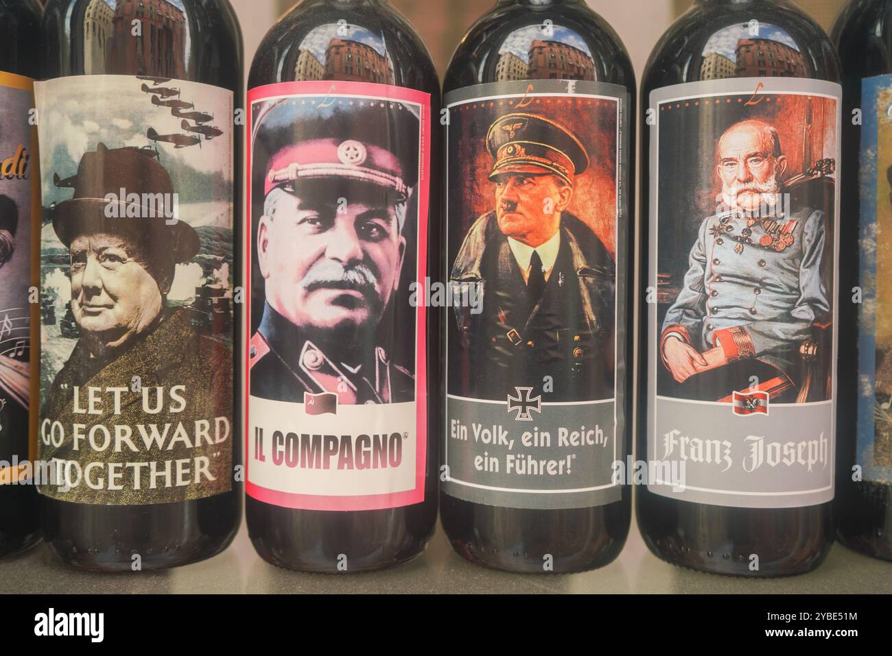 Wine bottles branded with photographs of British Prime Minister Winston ...