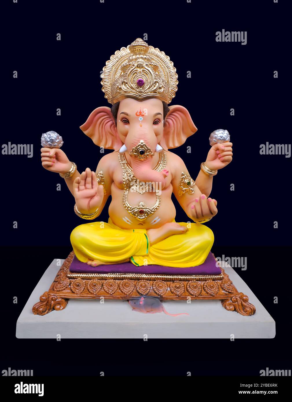 Hindu God Ganesha on Blue background, Ganesha Idol. Ganesh festival ...