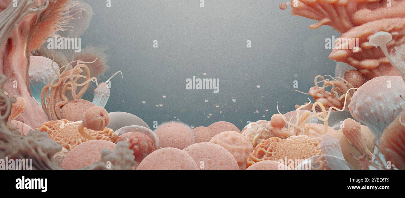 a surreal microcosm, strange fantastic microorganisms. a living ...