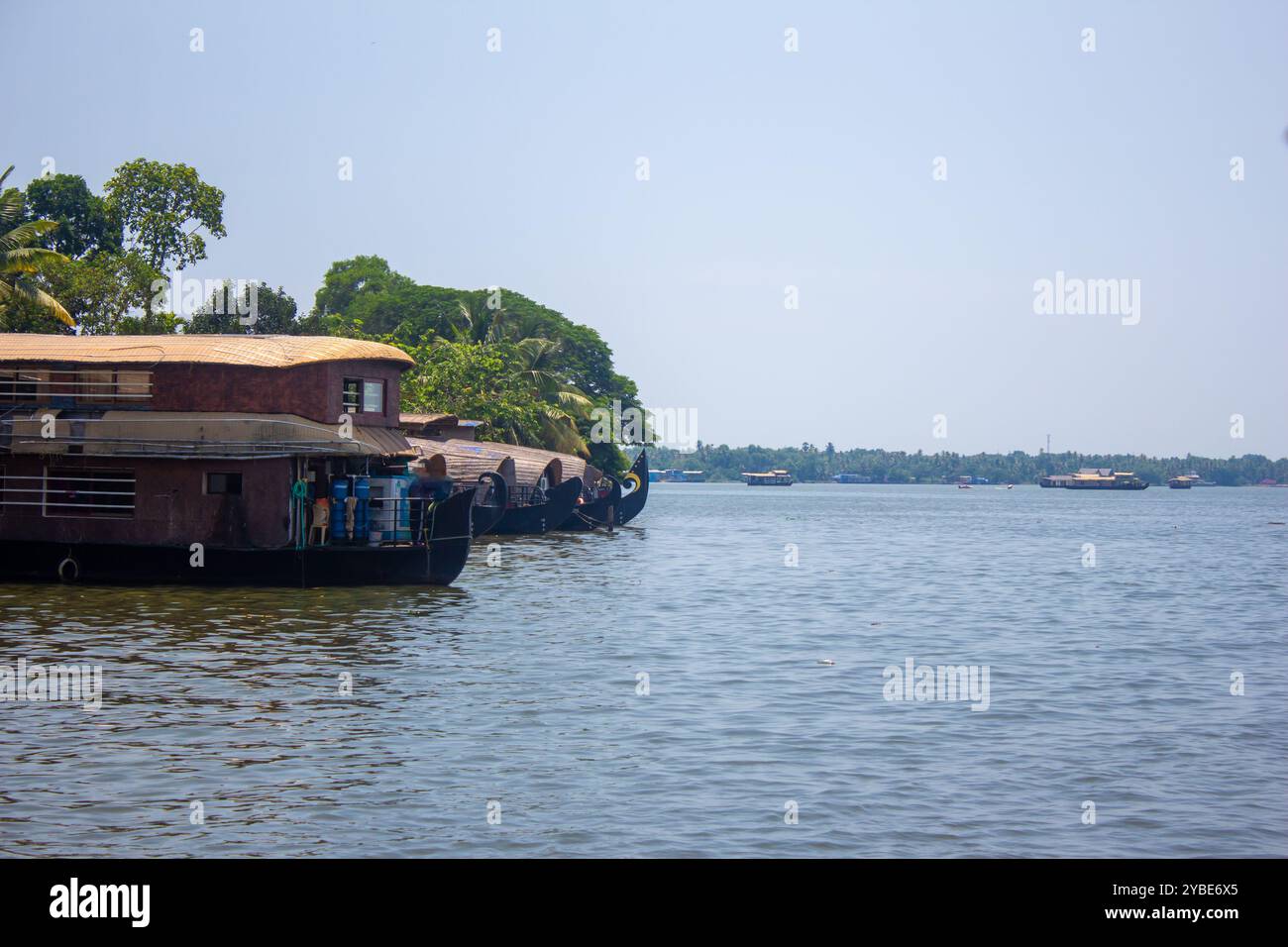Alleppey, Kerala, India - May 15 2024: Scenic Houseboat cruise along the Alappuzha backwaters in ...