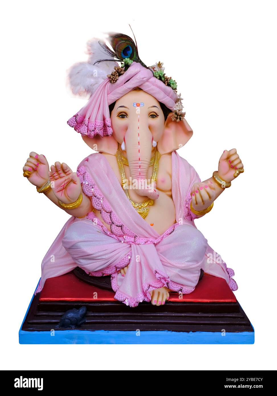 Hindu God Ganesha on white background, Ganesha Idol. Ganesh festival ...