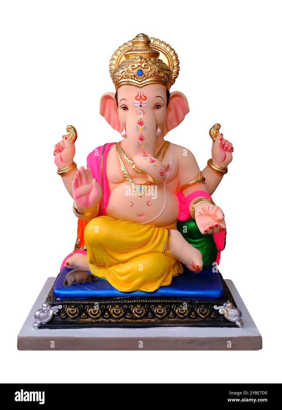 Hindu God Ganesha on white background, Ganesha Idol. Ganesh festival ...