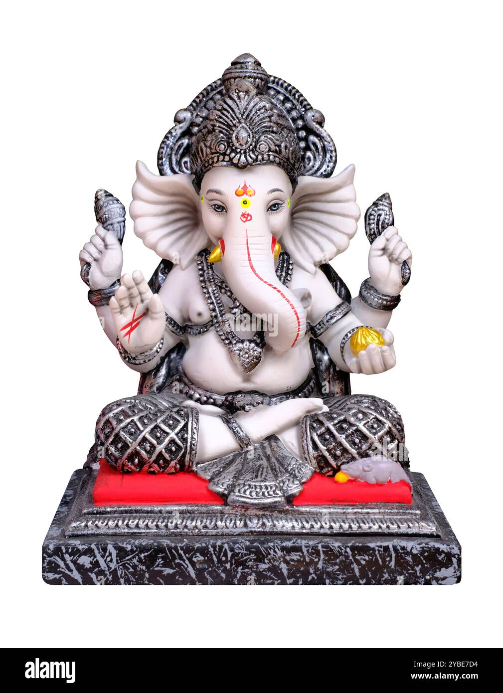 Hindu God Ganesha on white background, Ganesha Idol. Ganesh festival ...