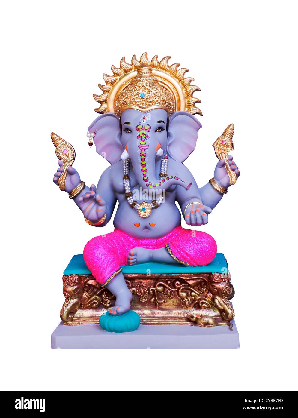 Hindu God Ganesha on white background, Ganesha Idol. Ganesh festival ...