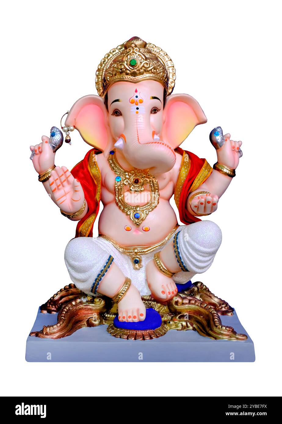 Hindu God Ganesha on white background, Ganesha Idol. Ganesh festival ...