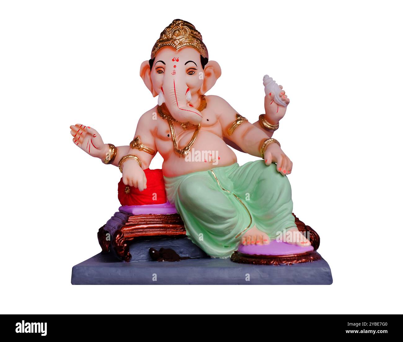Hindu God Ganesha on white background, Ganesha Idol. Ganesh festival ...
