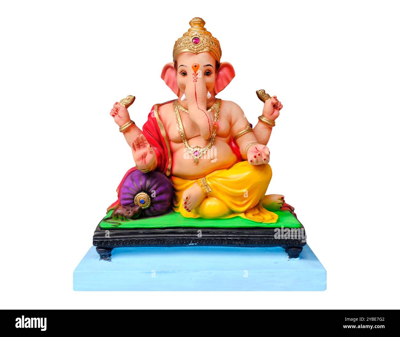 Hindu God Ganesha on white background, Ganesha Idol. Ganesh festival ...
