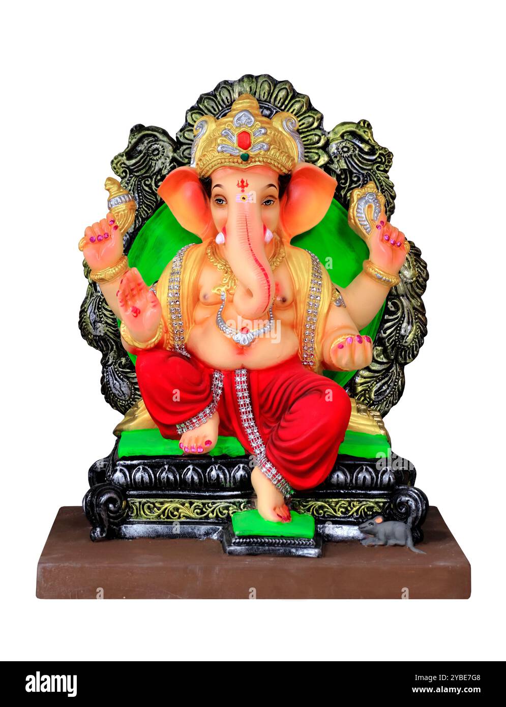 Hindu God Ganesha on white background, Ganesha Idol. Ganesh festival ...