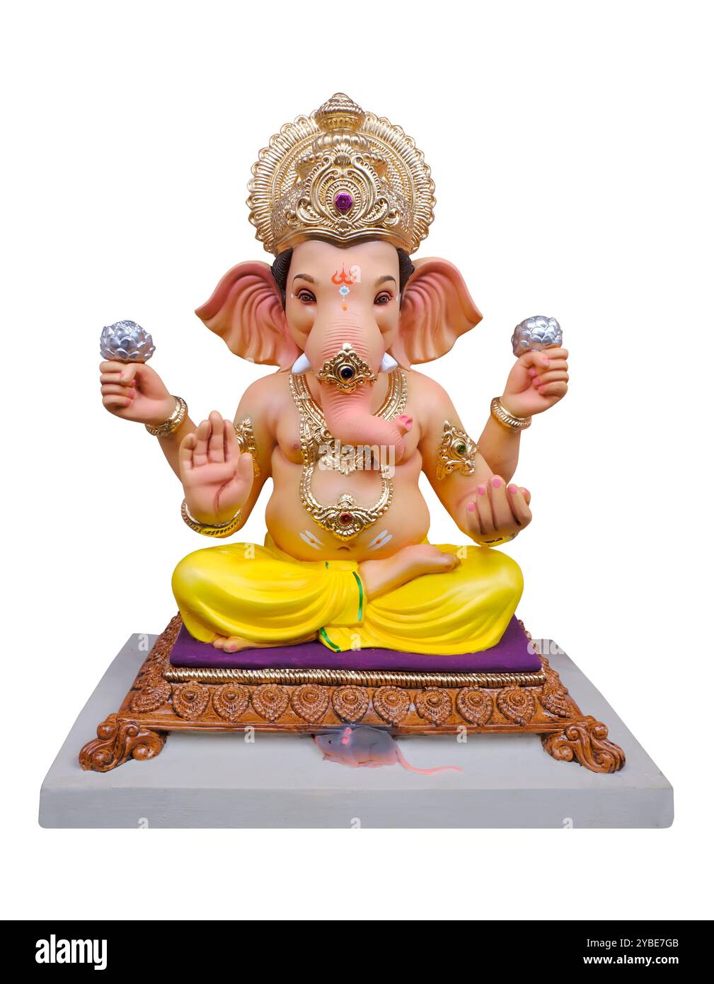 Hindu God Ganesha on white background, Ganesha Idol. Ganesh festival ...