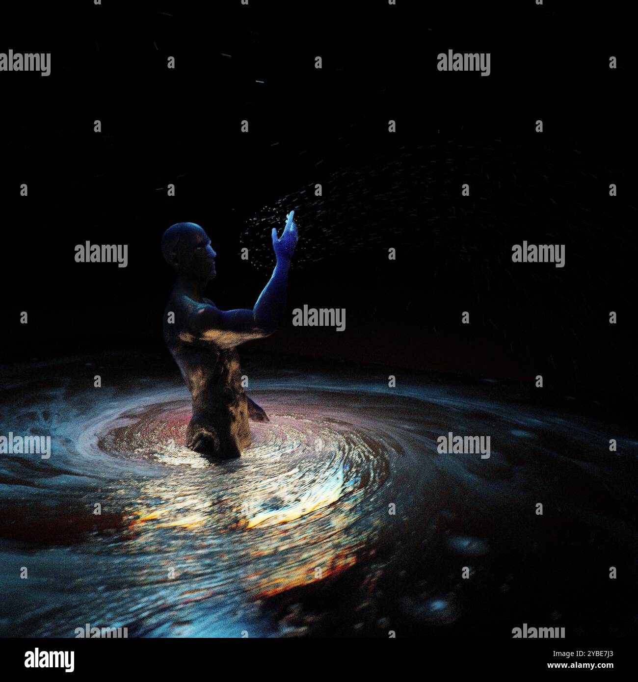 The divine demiurge walks among the emerging galaxies, the muscular ...