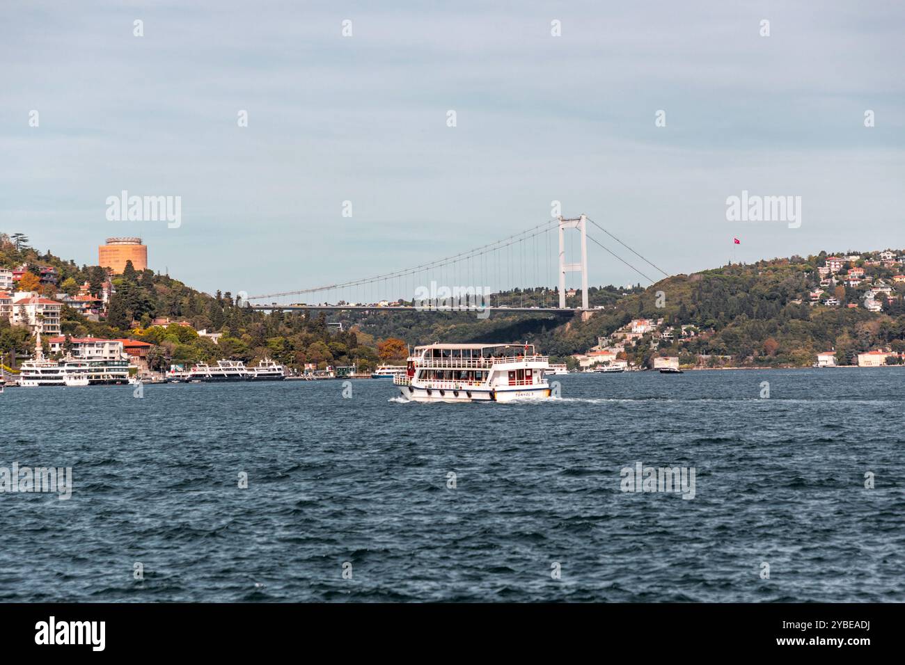 Istanbul, Turkiye - OCT 14, 2024: FSM bridge seen from Kurucesme, an ...