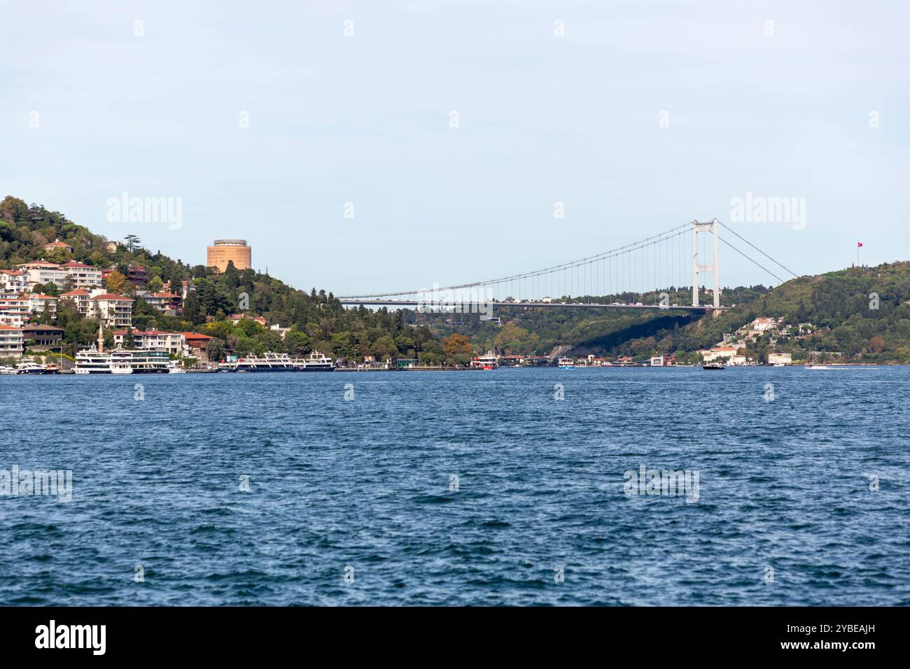 Istanbul, Turkiye - OCT 14, 2024: FSM bridge seen from Kurucesme, an ...