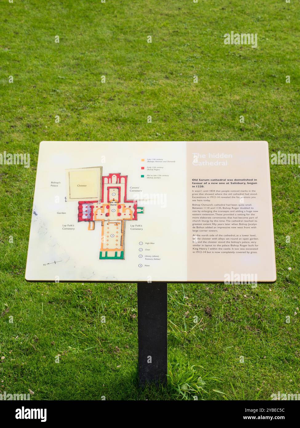Information Board, Map of Old Sarum Cathedral, Old Sarum, Salisbury ...