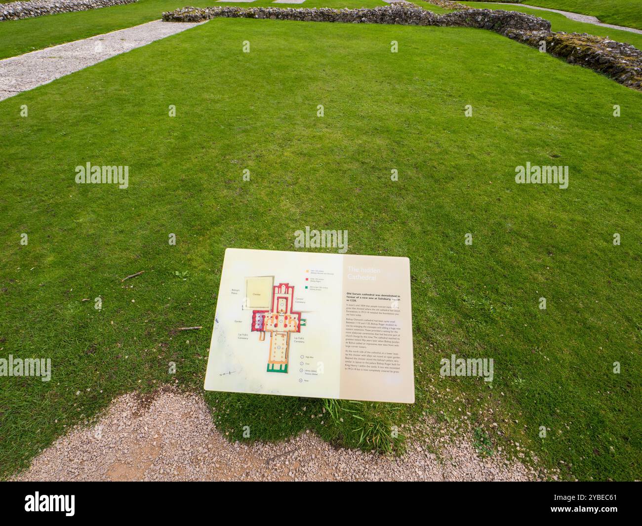 Information Board, Map of Old Sarum Cathedral, Old Sarum, Salisbury ...