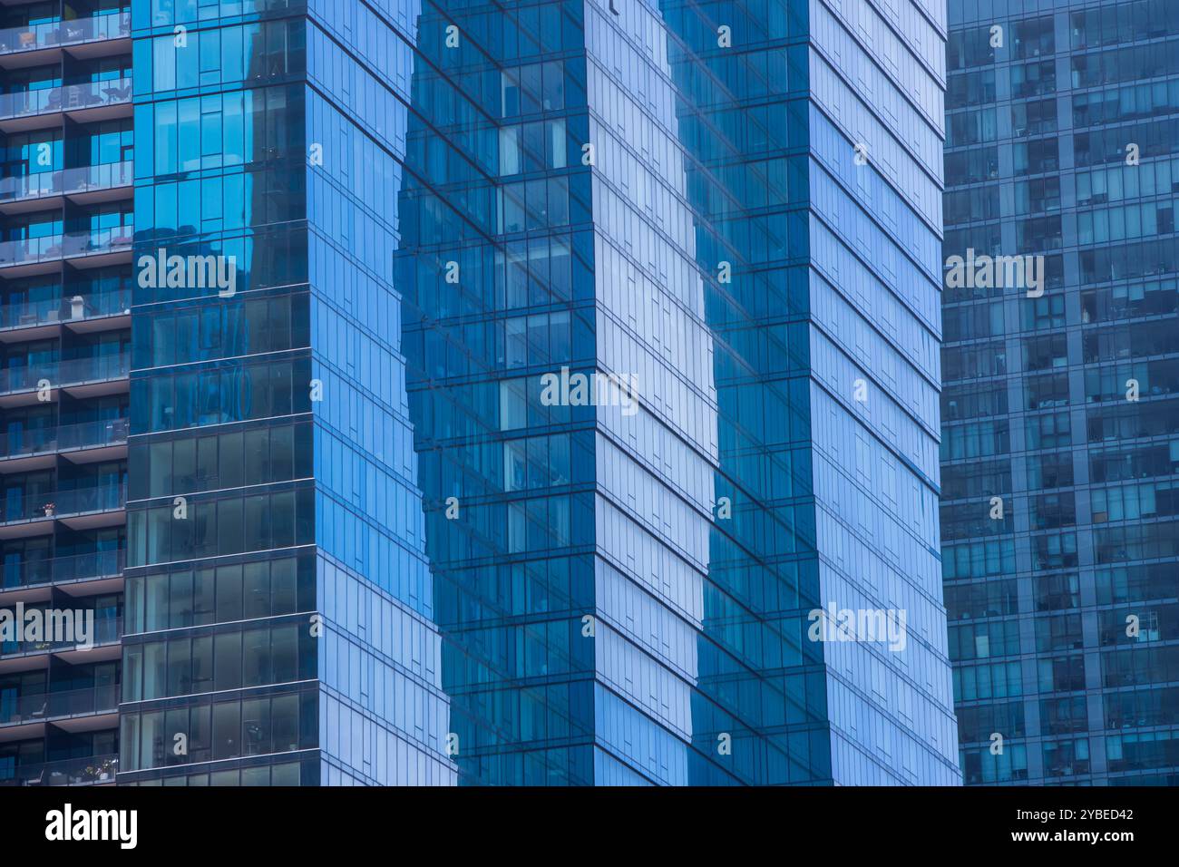 Modern glass building architecture with wavy pattern in Downtown ...