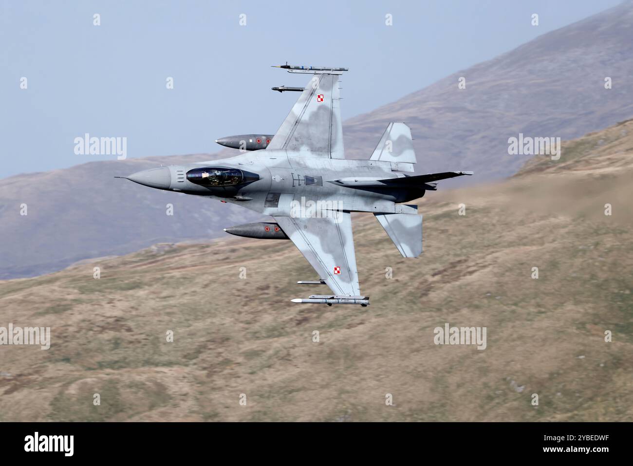 Polish Air Force F-16C In the Mach Loop low flying traing area ...