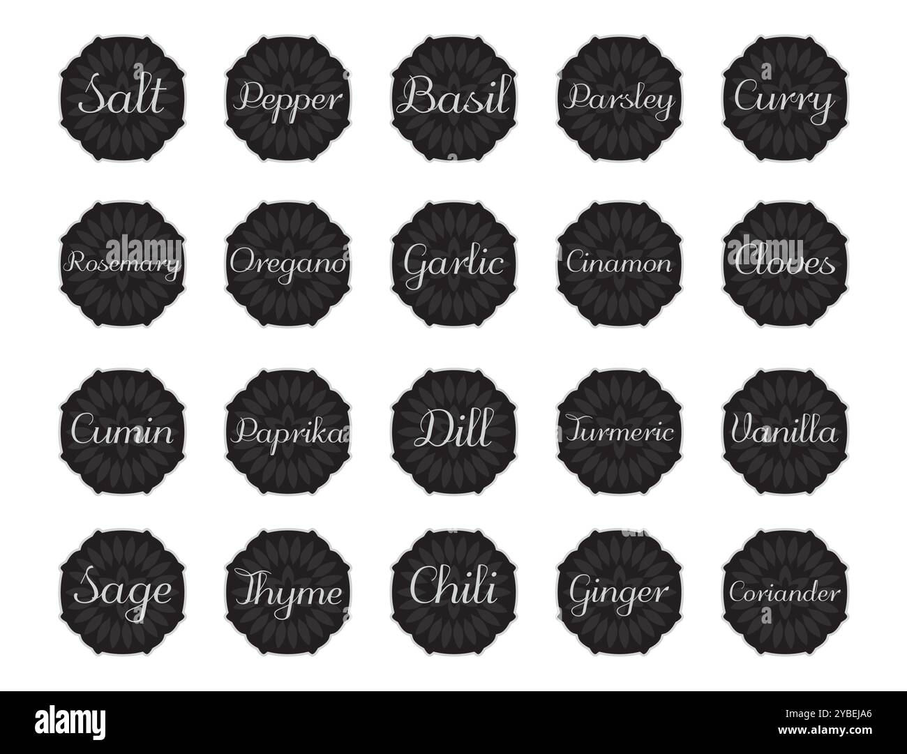 Black Modern Spice or Seasoning Label Sticker Set Stock Vector Image ...