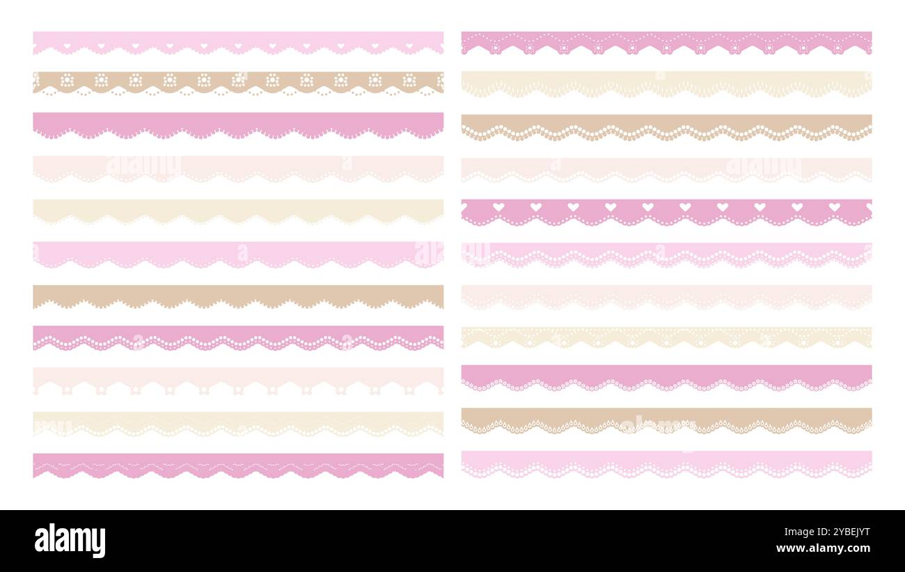Pastel Scalloped Paper Frame Or Border Divider Collection Isolated ...