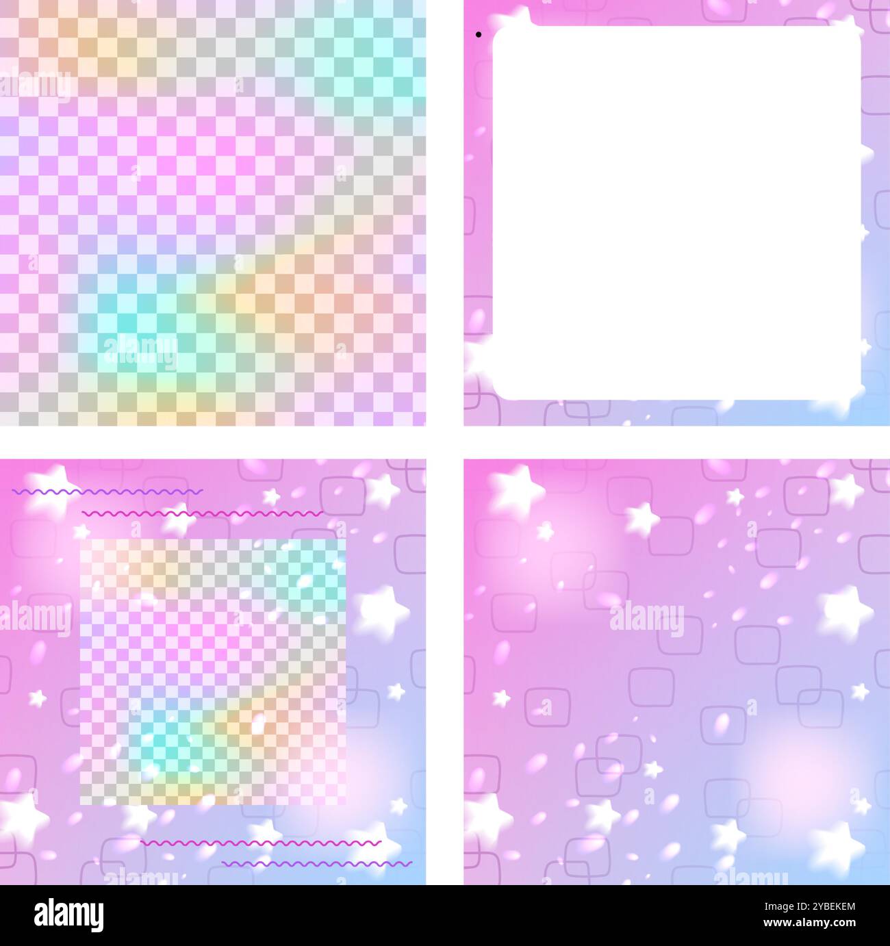 Set of Square Insta post templates. Purple gradients with a soft stars ...