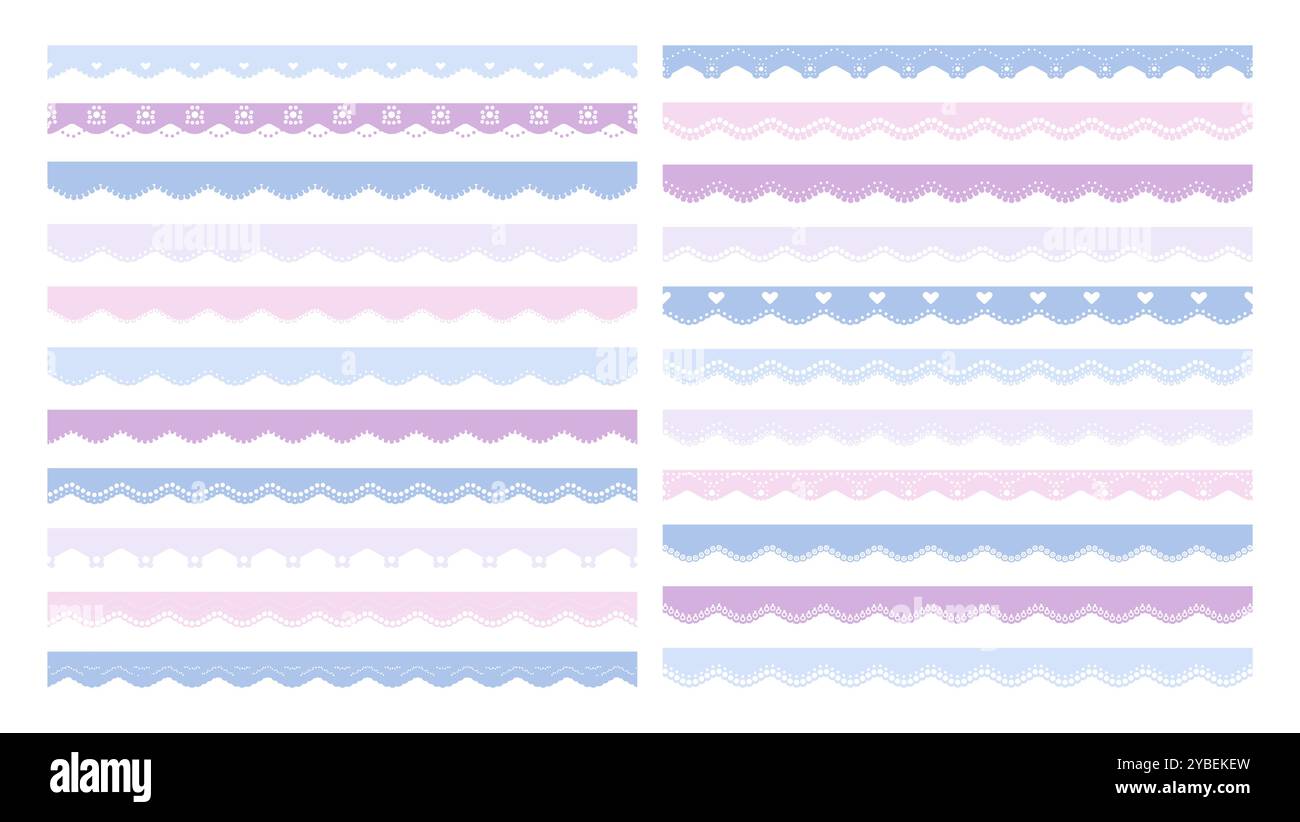 Pastel Scalloped Paper Frame Or Border Divider Collection Isolated ...