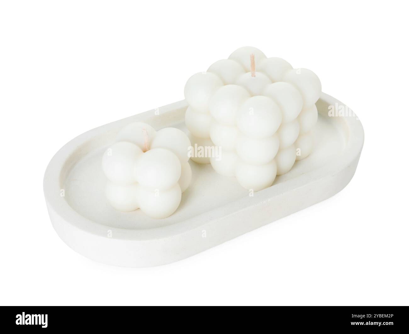 Two beautiful bubble candles isolated on white Stock Photo - Alamy