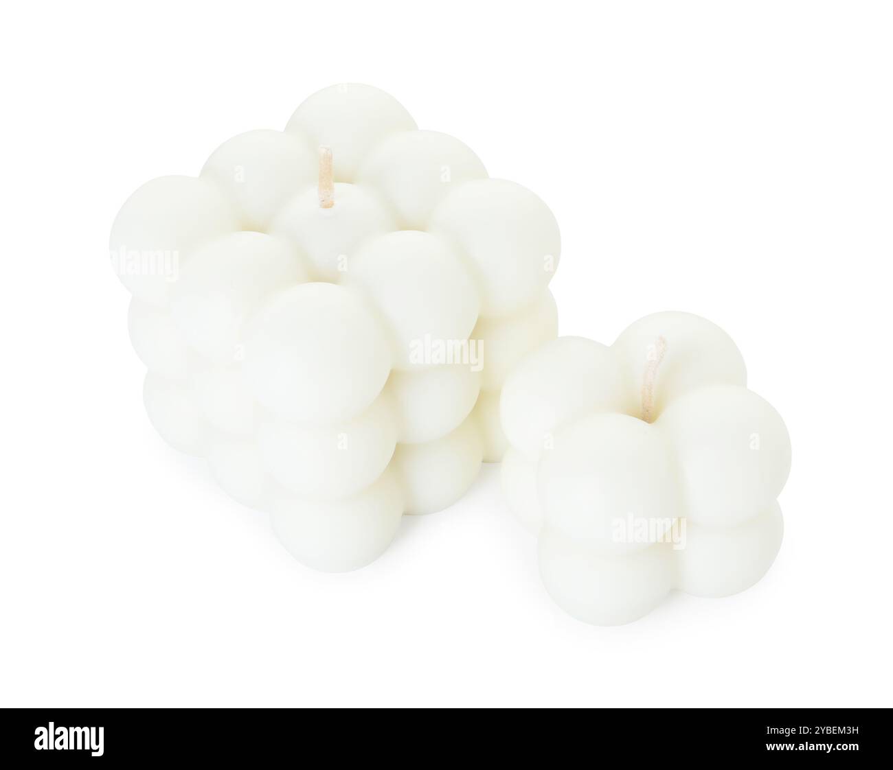 Two beautiful bubble candles isolated on white Stock Photo - Alamy
